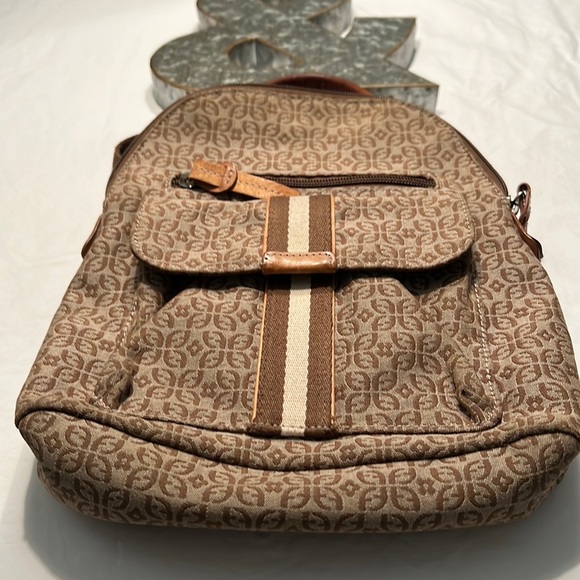 Fossil | Bags | Fossil Backpack Bag Small Brown Cloth With Tan Leather ...